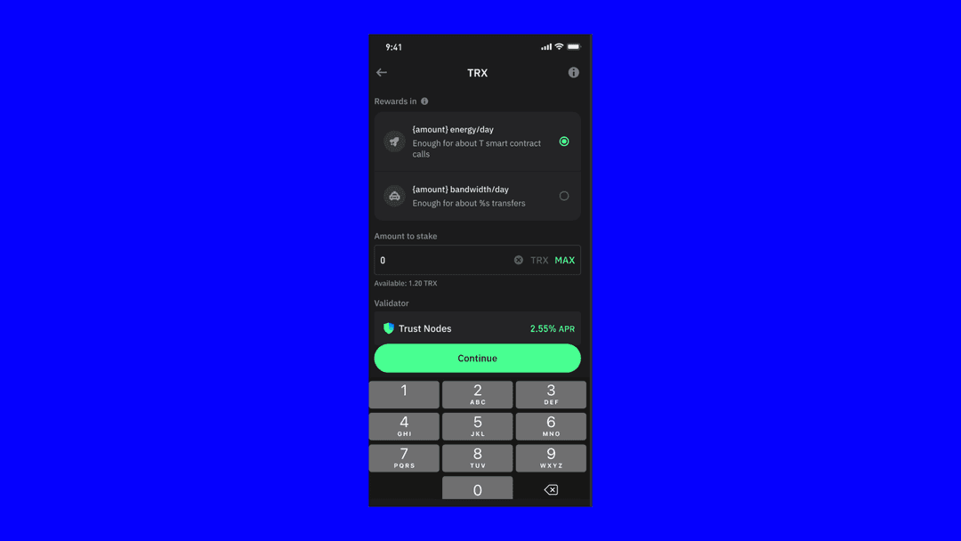 Stake TRX and Earn Energy or Bandwidth Points | Trust